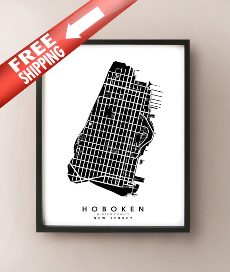 Hoboken, NJ - City Limits Map Print - Etsy