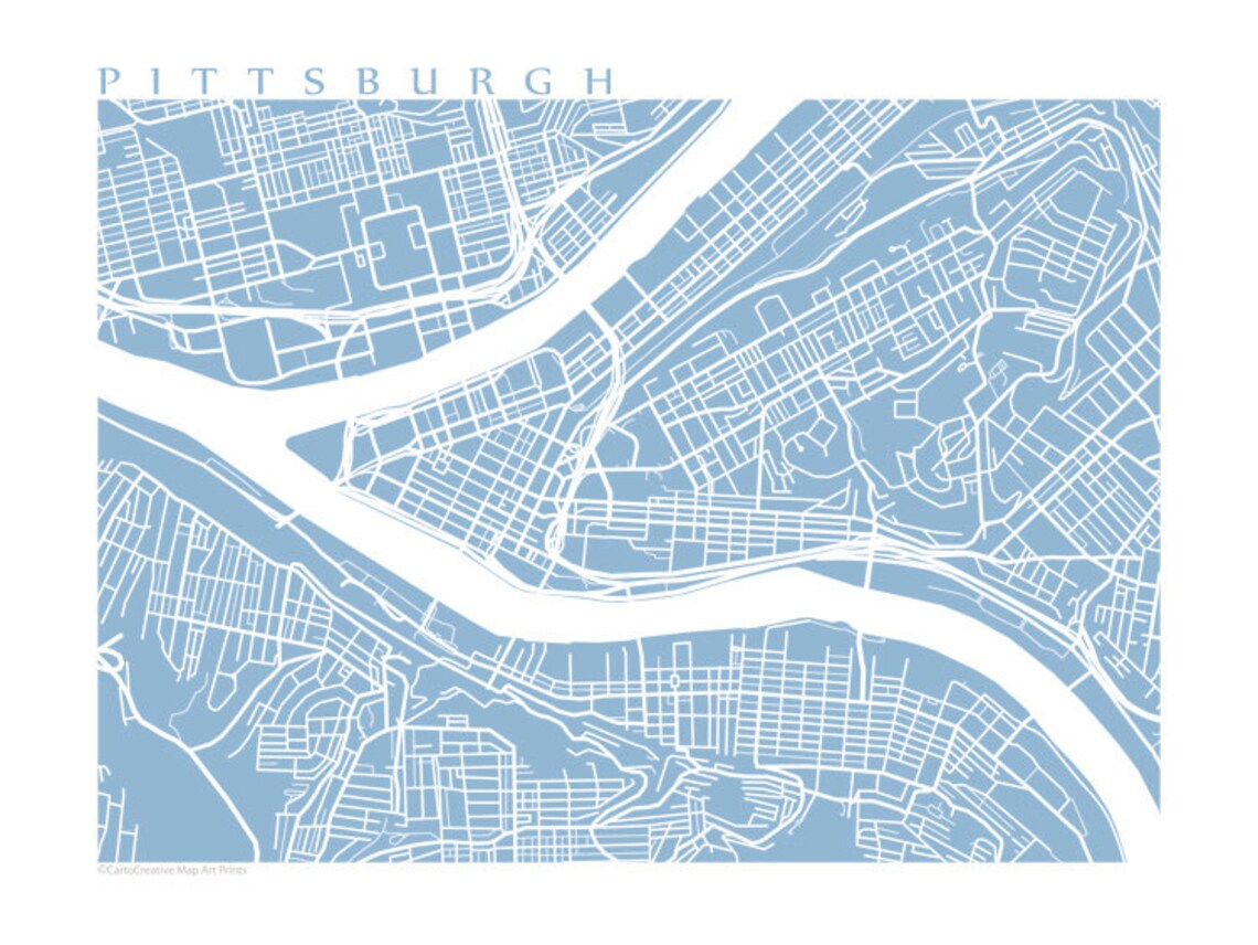 Pittsburgh Map Art - Pennsylvania Poster Print - Etsy