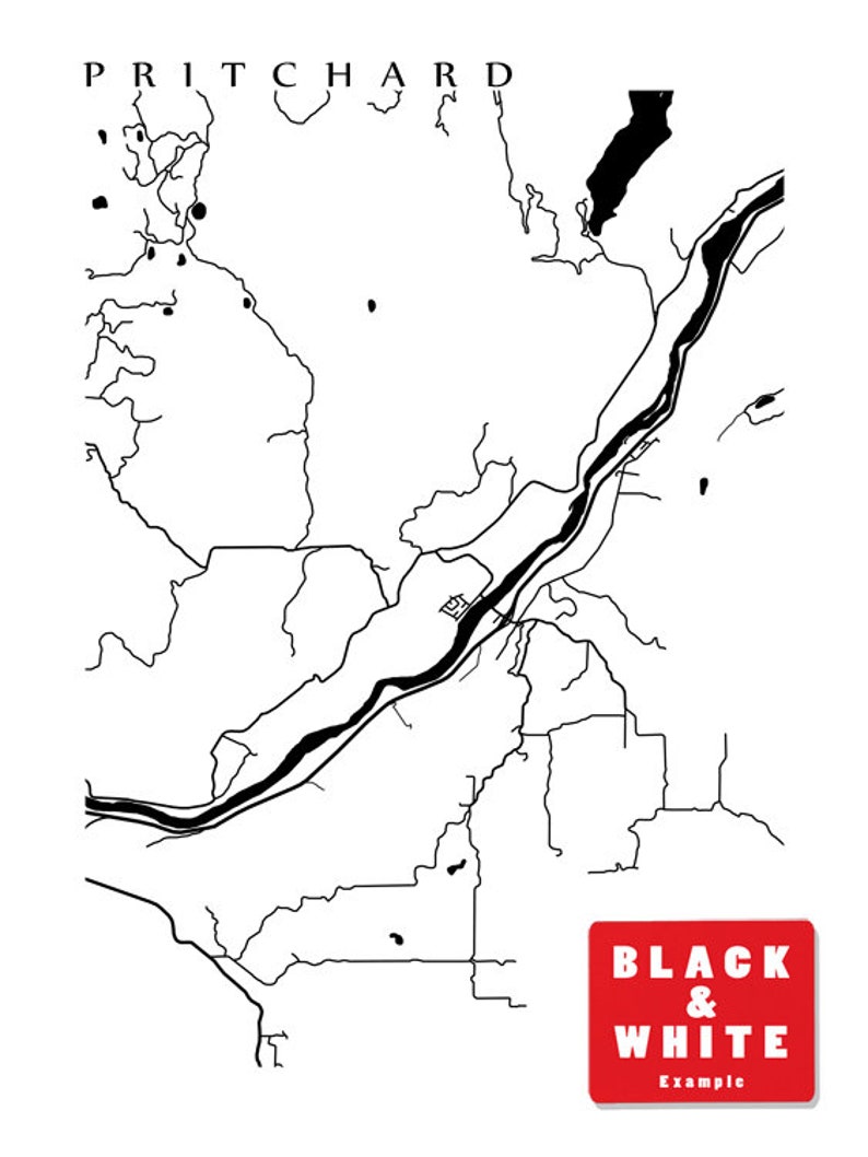 Pritchard BC Map Poster Print British Columbia Canada - Etsy