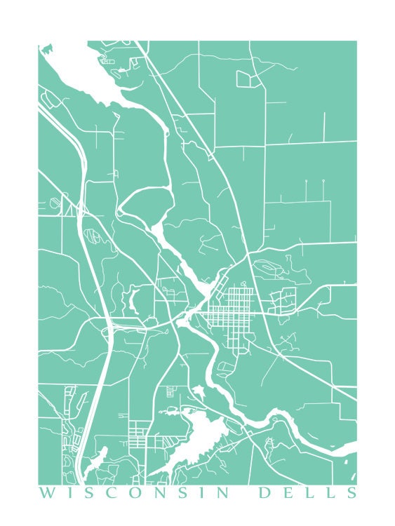 Wisconsin Dells, WI Map Print - Wisconsin Poster - Etsy