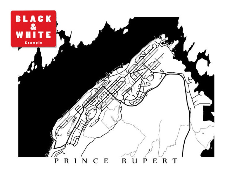 Prince Rupert BC Map Poster Print British Columbia Canada - Etsy