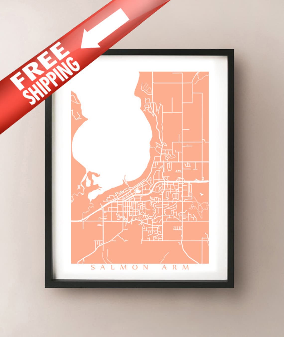 Salmon Arm Map Print - Etsy