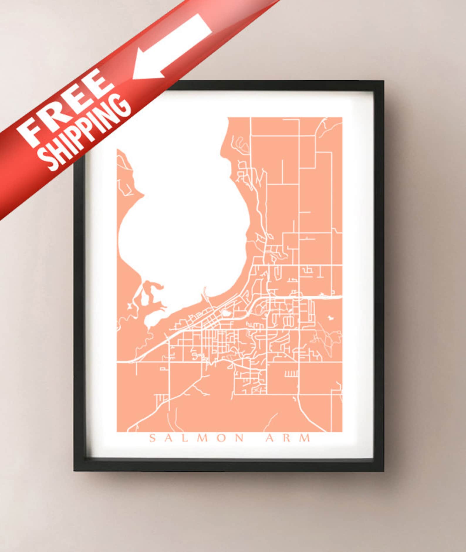 Salmon Arm Map Print - Etsy