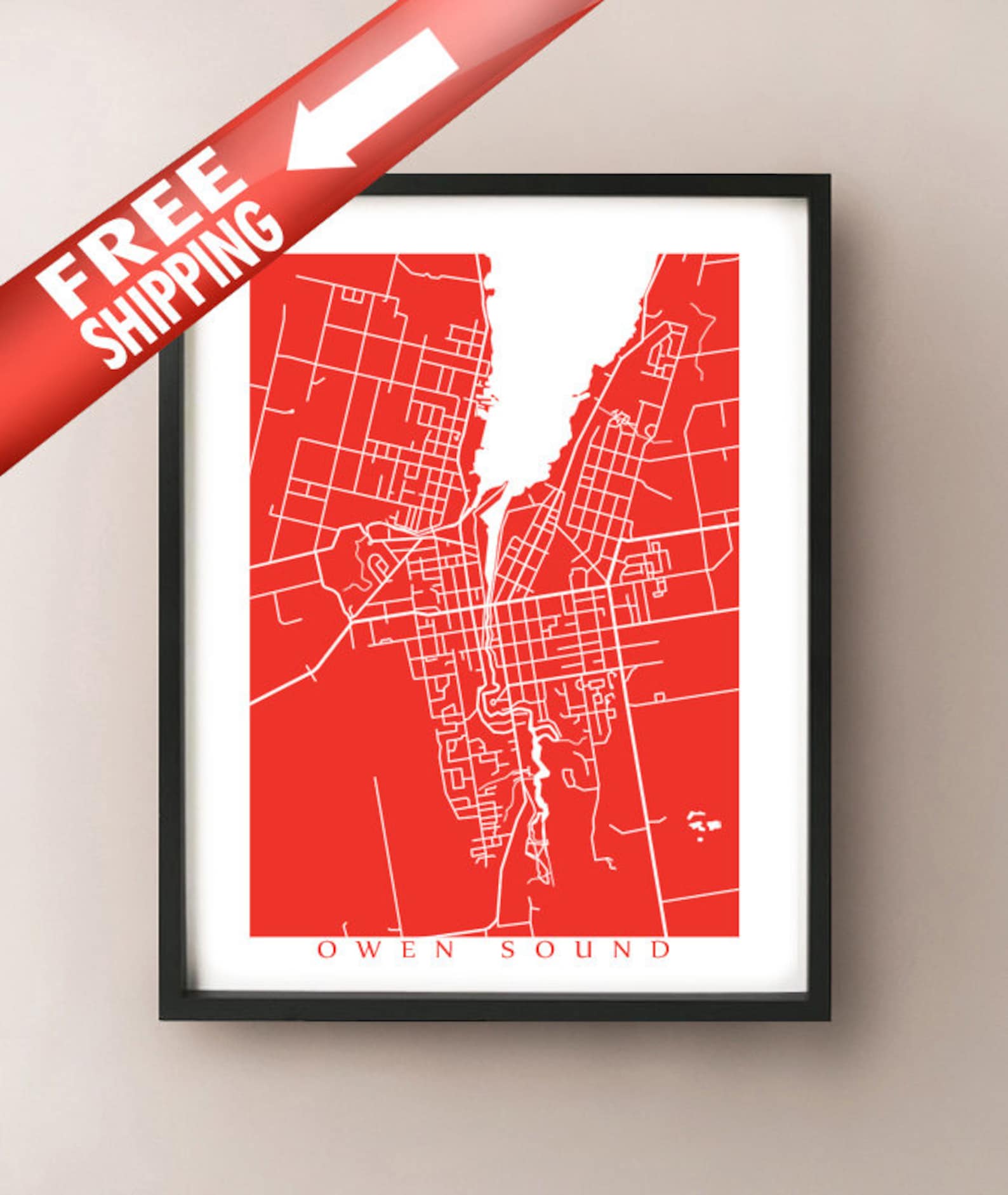 Owen Sound Map Print Ontario Art Canada Poster Choose - Etsy