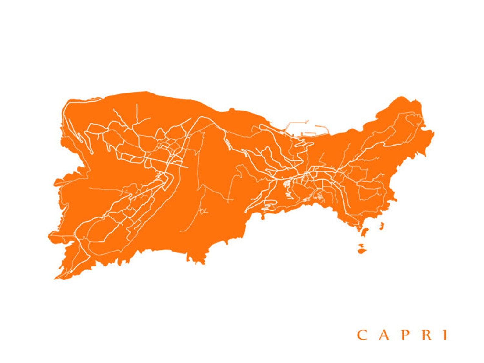 Capri Map Print Italy Poster Italian Home Decor Modern - Etsy