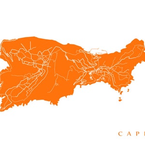 Capri Map Print - Italy Poster - Italian Home Decor, Modern Wall Art ...
