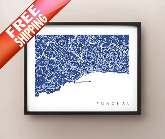Funchal Map Print Madeira Art Poster | Etsy