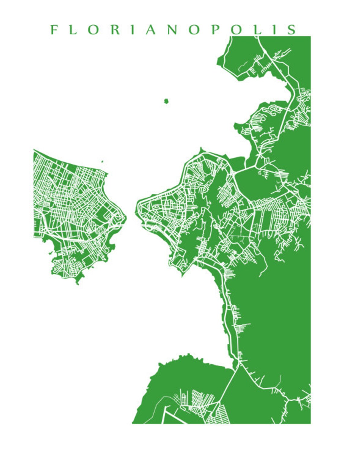 Florianopolis Map Print - Etsy