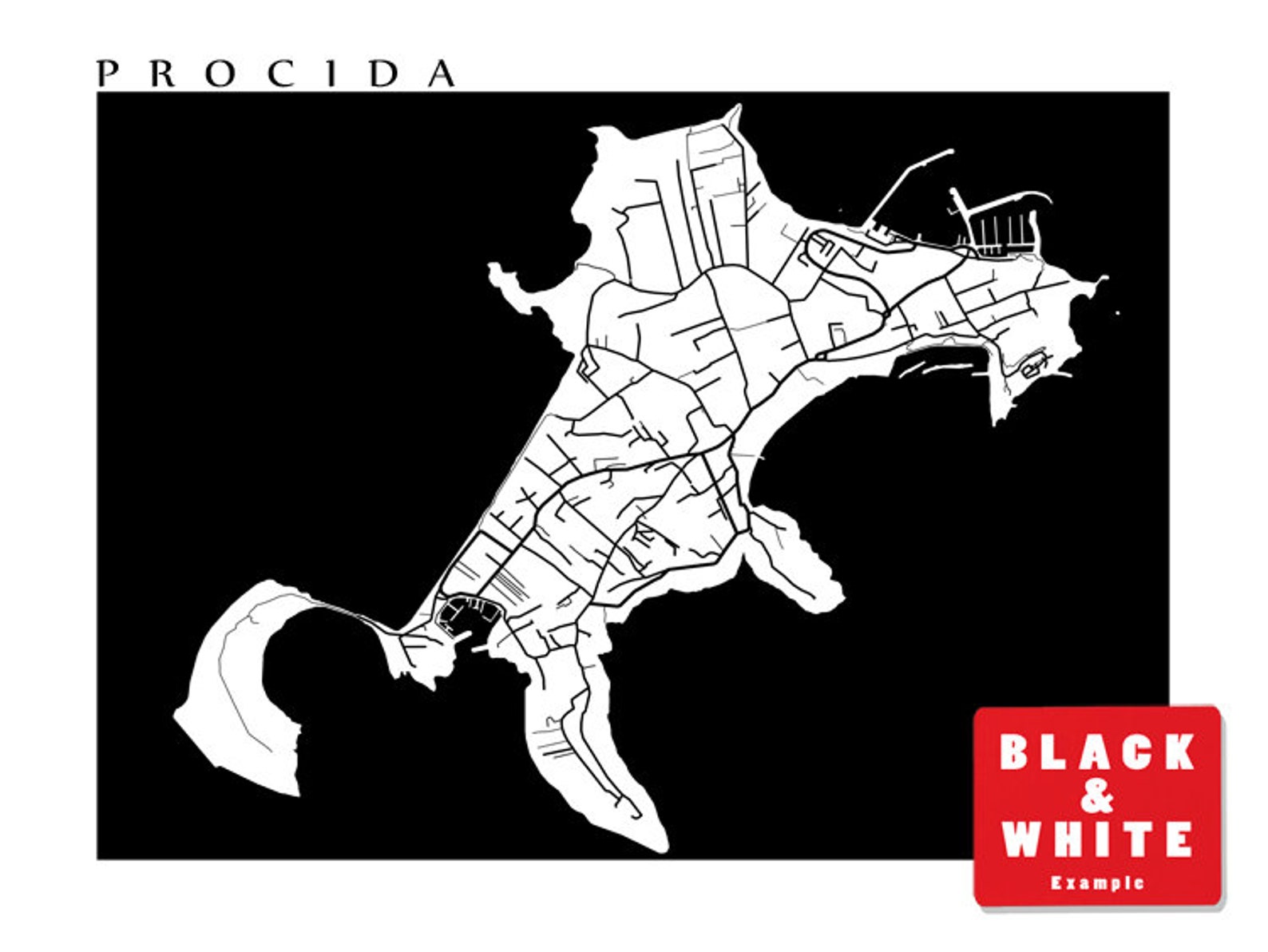 Procida Naples Map Print Italy Art Poster | Etsy