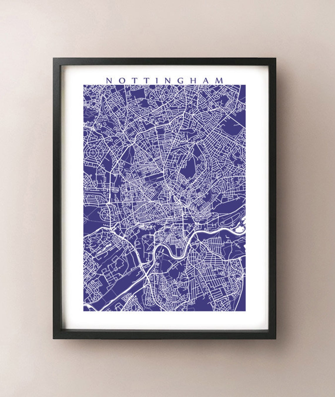 Nottingham Map Print UK Wall Art England Poster | Etsy