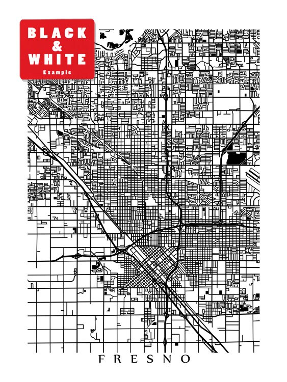 Fresno, CA Map - California Poster Print - Etsy