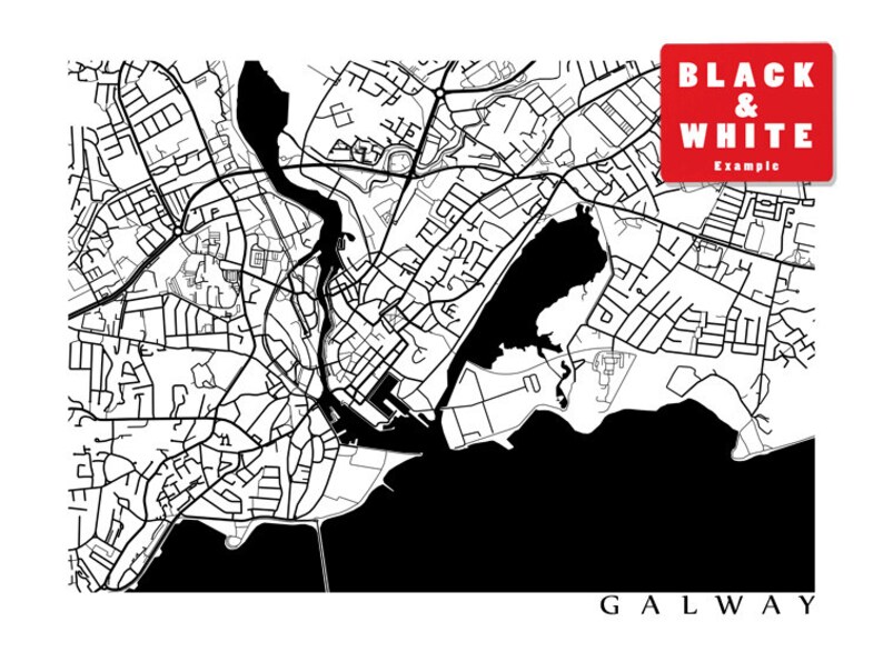 Galway Map Art Print Ireland Poster Choose your size and | Etsy