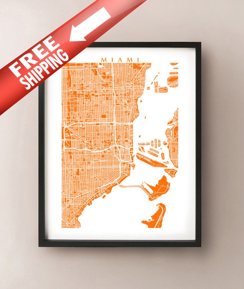 Miami Map Art - Etsy