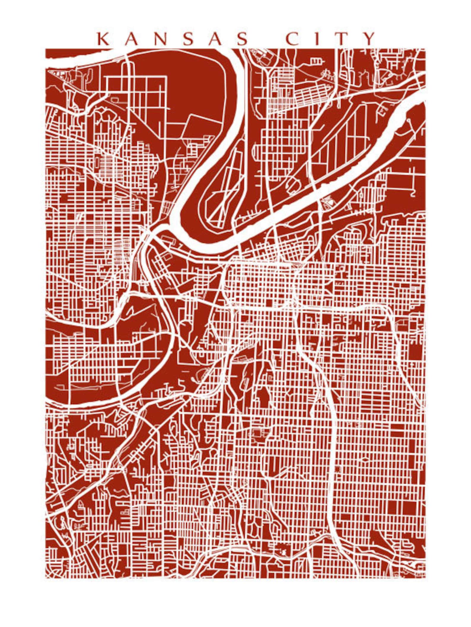 Kansas City Map Print Missouri Poster Art | Etsy