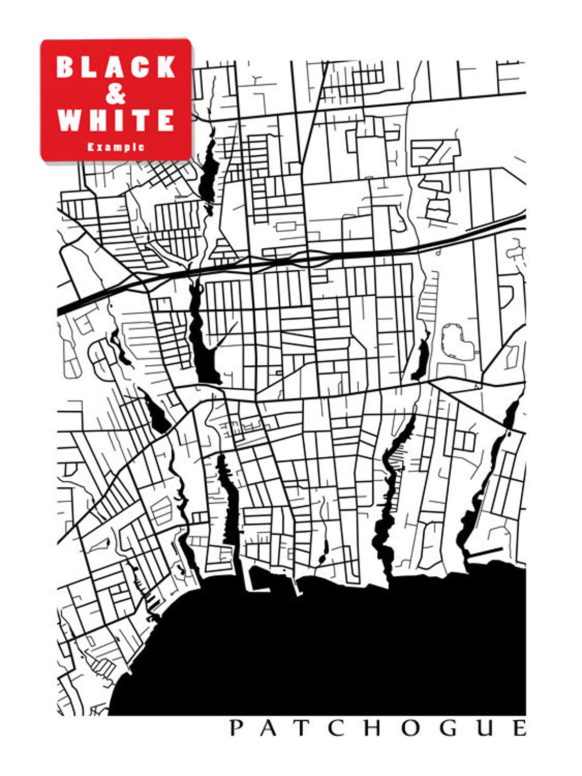 Patchogue NY Map Print Long Island New York - Etsy