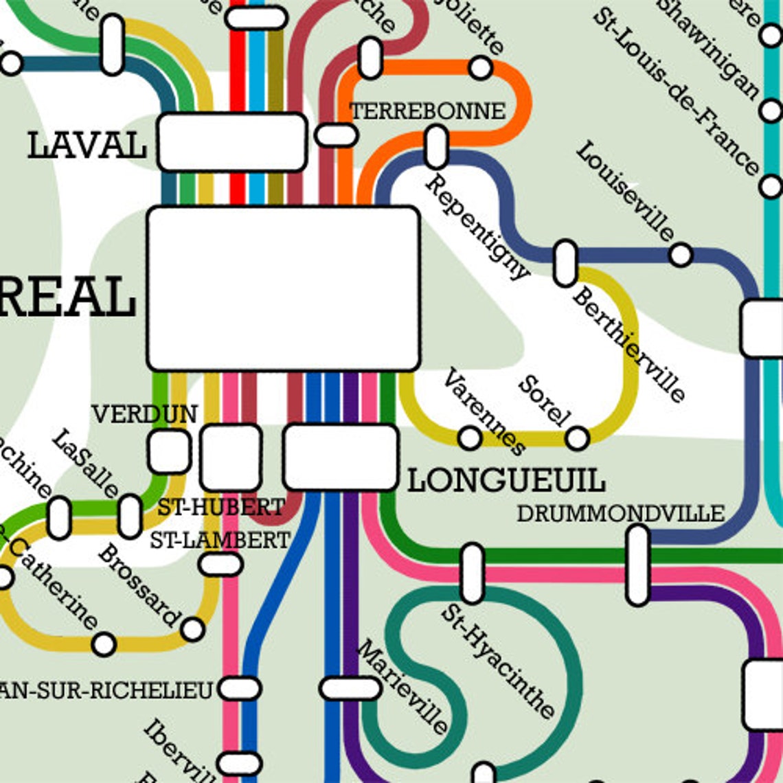 Quebec Metro Subway Style Map Art Print - Etsy