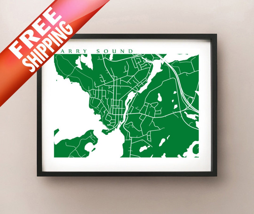 Parry Sound Map - Muskoka Ontario Poster Art - Etsy