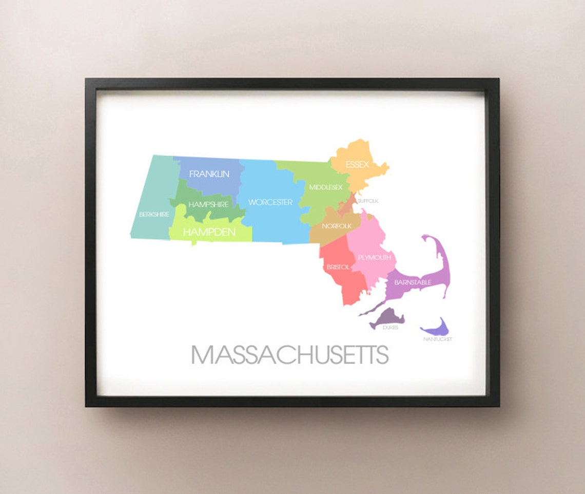 Massachusetts State Map Custom Print - Etsy