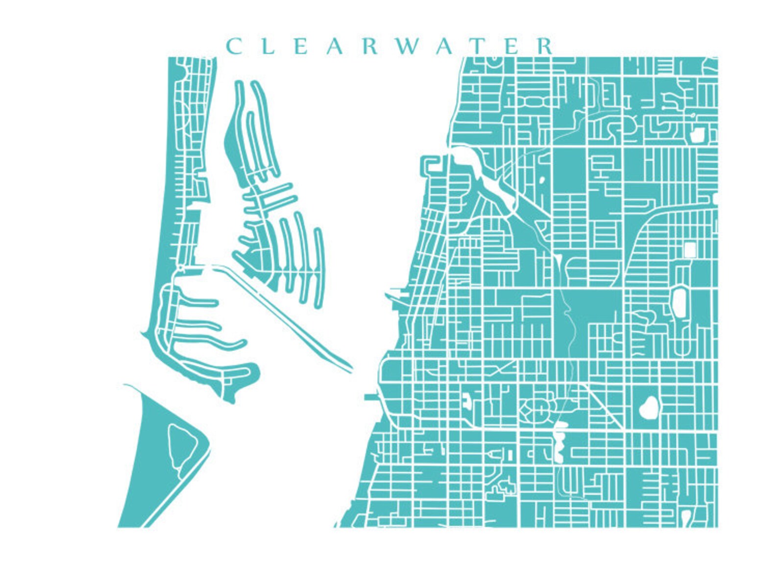 Clearwater Map Print Florida Poster - Etsy