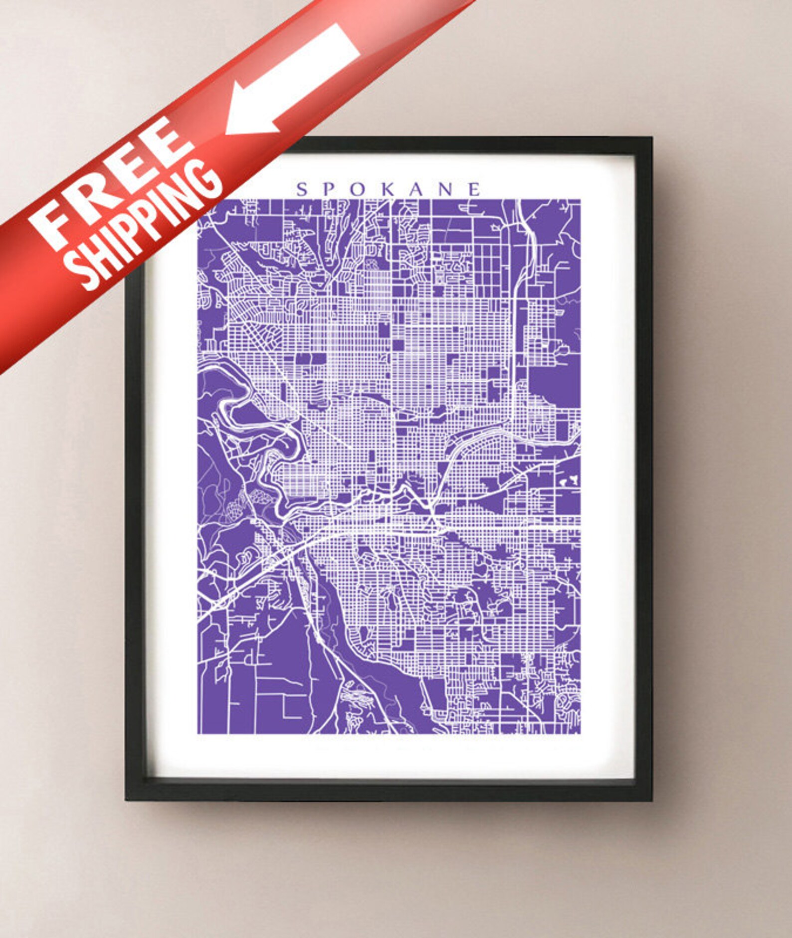 Spokane Map Print - Washington Poster - Etsy