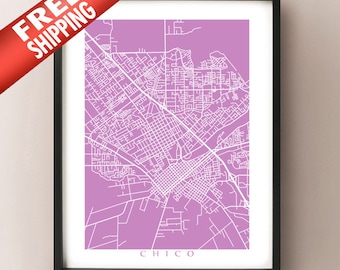 Chico Map Art City Print / California State University Poster - Etsy