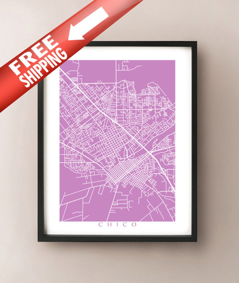 Chico Map Print - California Art Poster - Etsy
