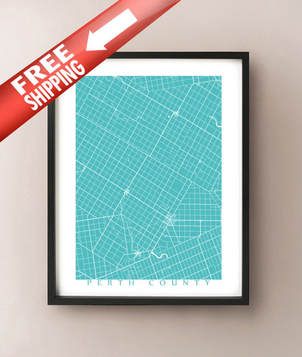 Perth County ON Map Ontario Print | Etsy