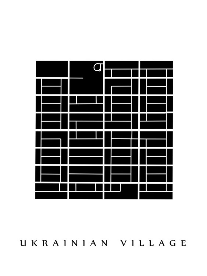 Ukrainian Village Map - Chicago Neighbourhood Art Print - Etsy
