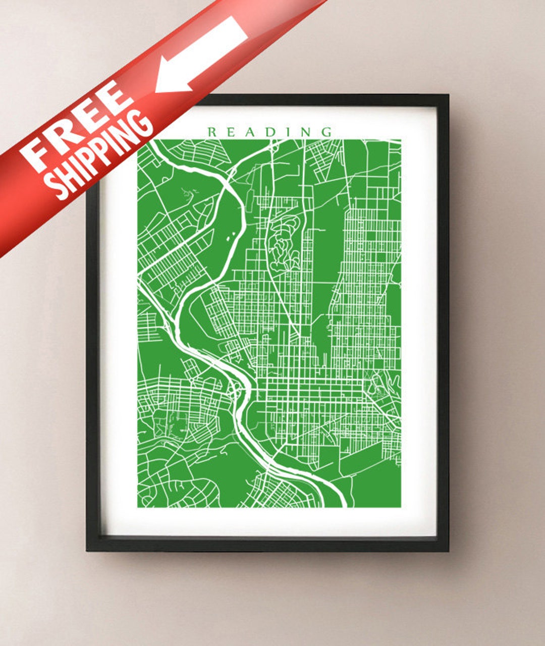 Reading Map - Pennsylvania Poster - Etsy