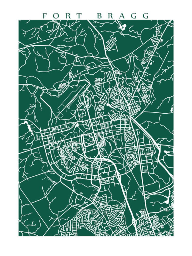 Fort Bragg Map Art Print North Carolina Poster - Etsy