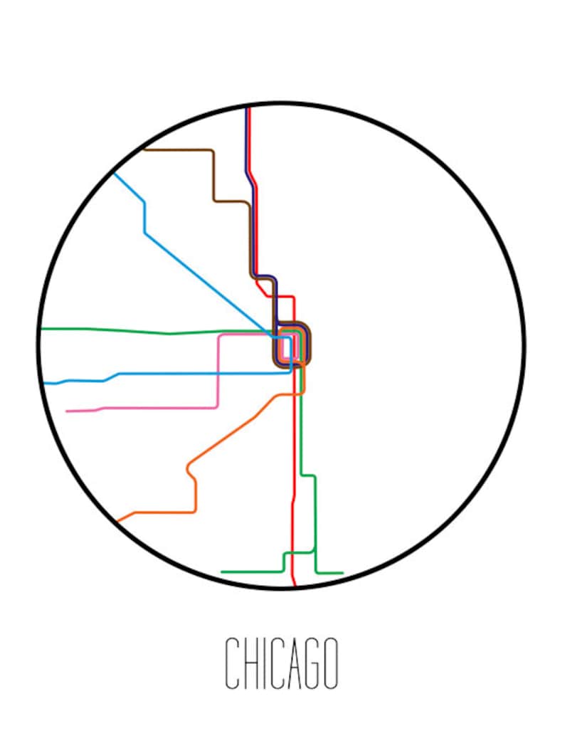 Chicago, Illinois - Minimalist Metro Subway Art Print - Chicago L - Etsy