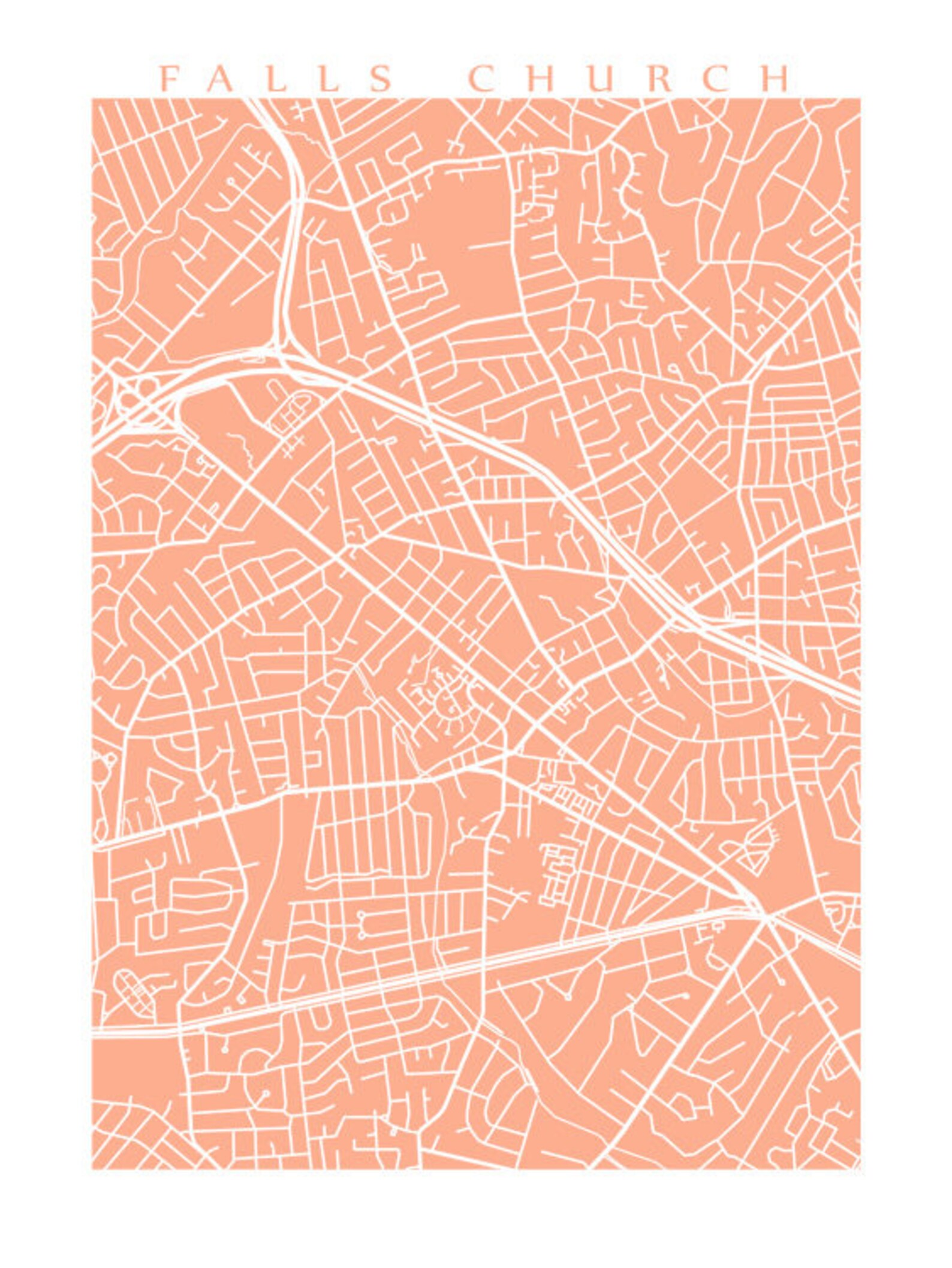Falls Church Map Virginia Poster | Etsy