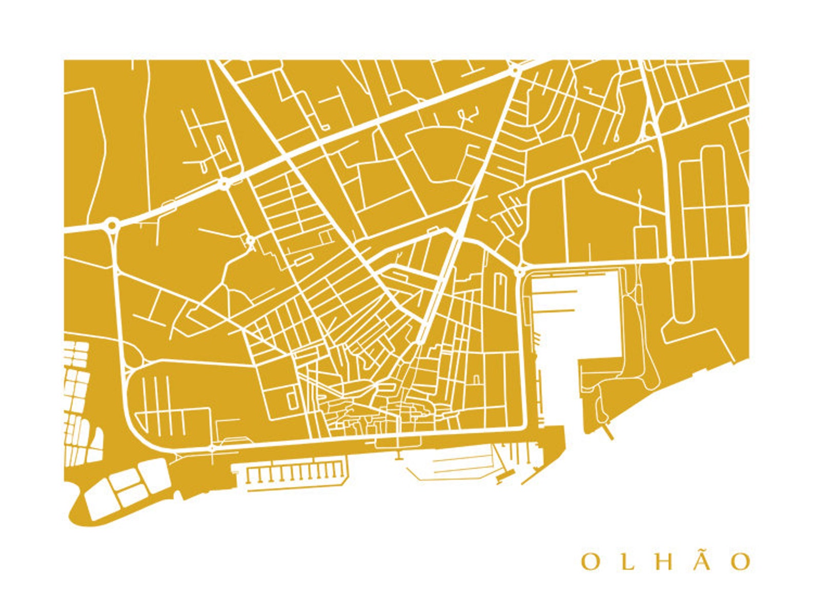 Olhão Map Print Portugal Art Poster - Etsy