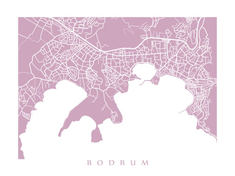 Bodrum Map Print Turkey Poster | Etsy