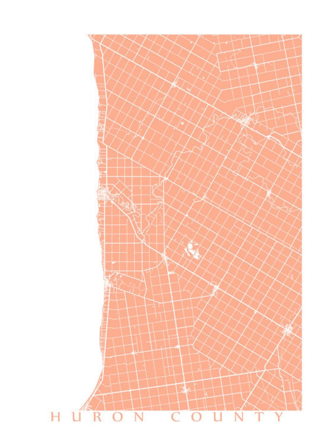 Huron County ON Map Ontario Lake Huron Print - Etsy Canada