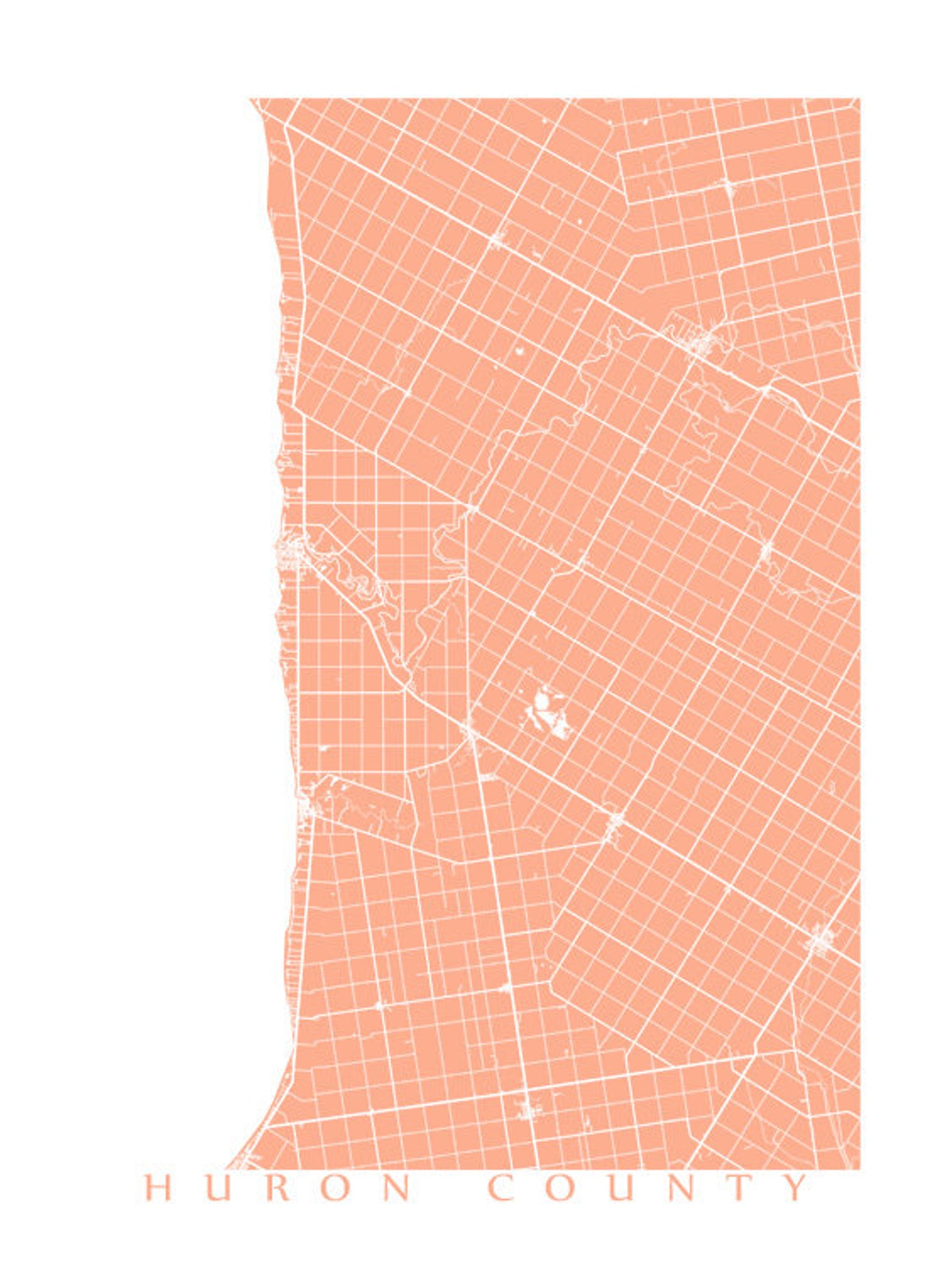 Huron County ON Map Ontario Lake Huron Print | Etsy