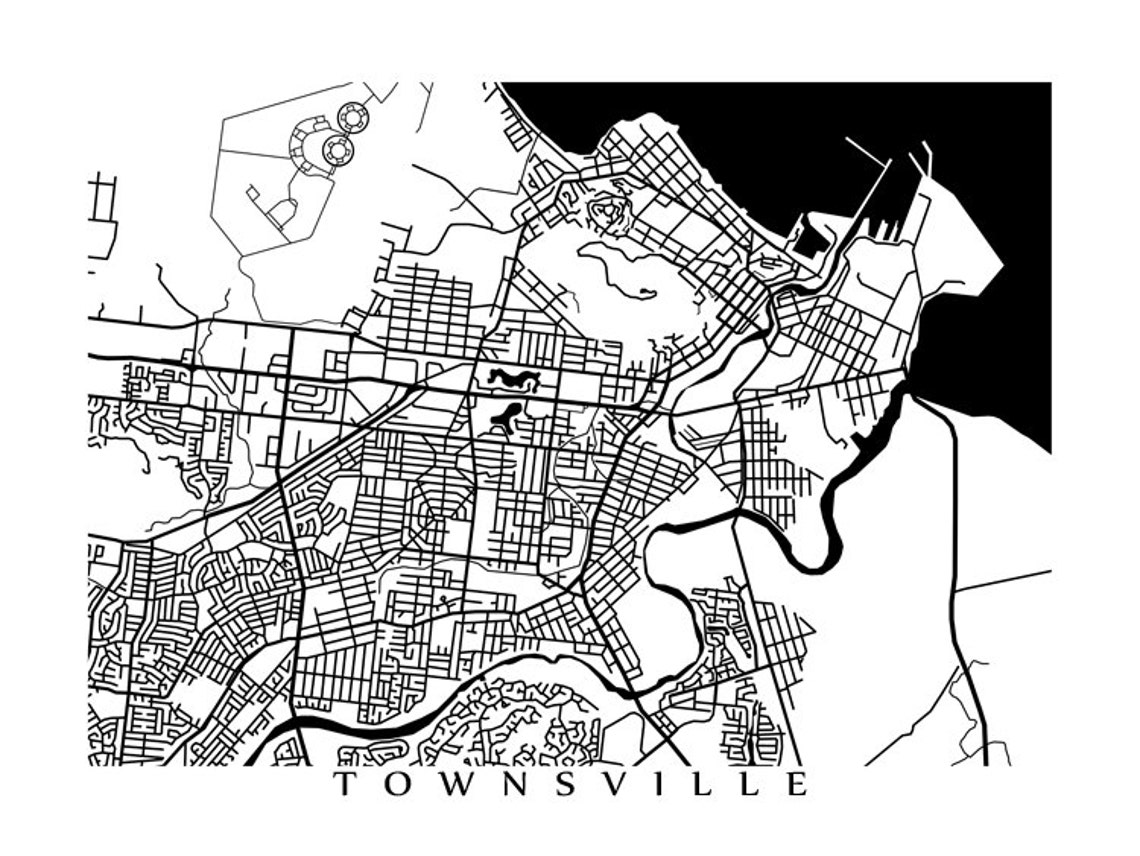 Townsville Map Print Australia Poster Art | Etsy