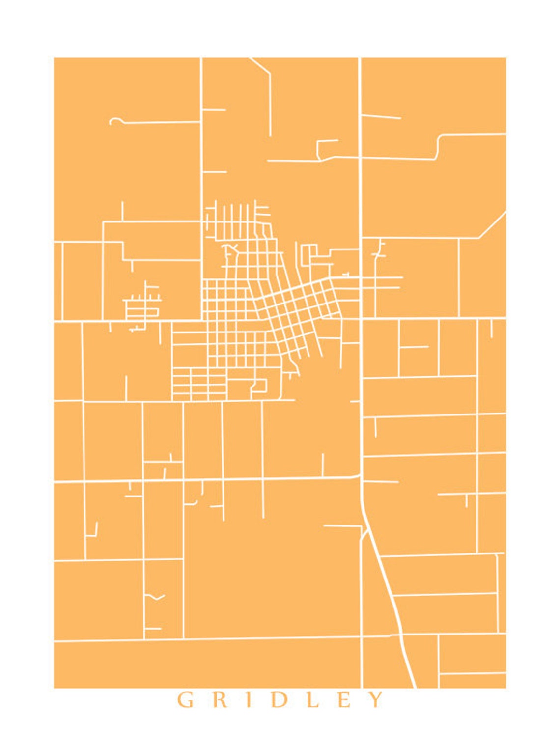 Gridley Map Print California Art Poster | Etsy