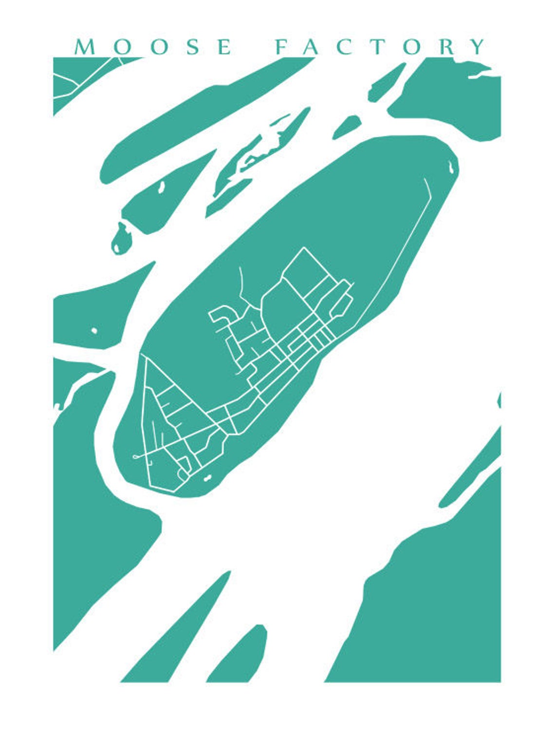 Moose Factory Map Northern Ontario Poster Art | Etsy