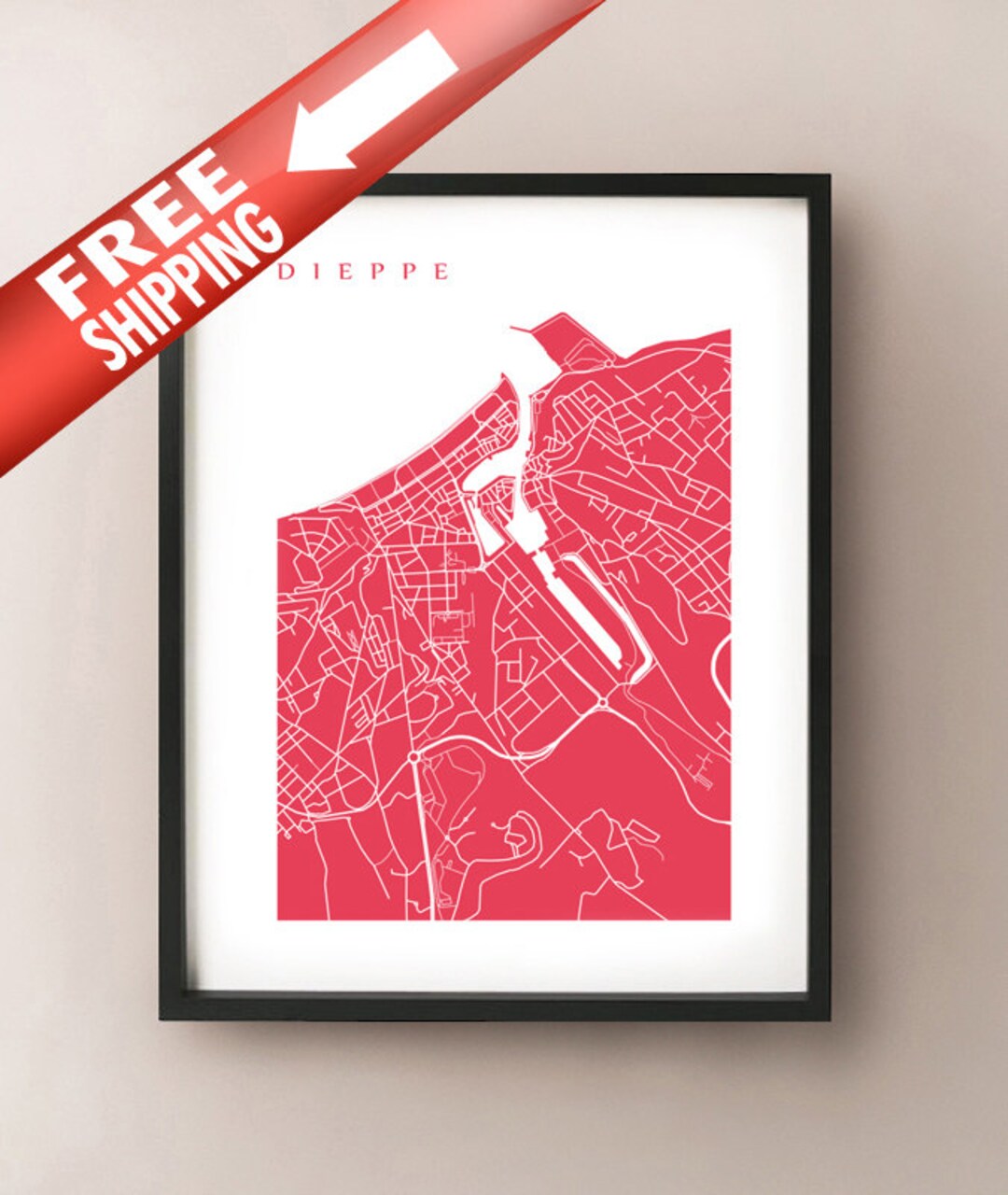 Dieppe Map Art - France Poster Print - Etsy