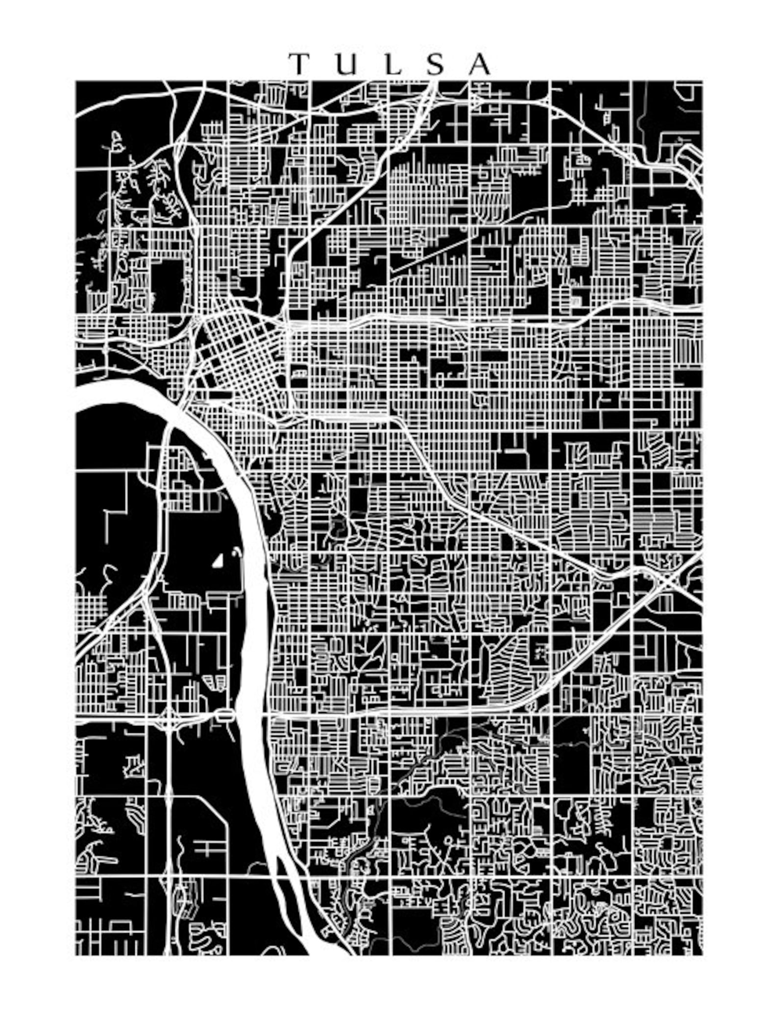 Tulsa City Map Print - Etsy
