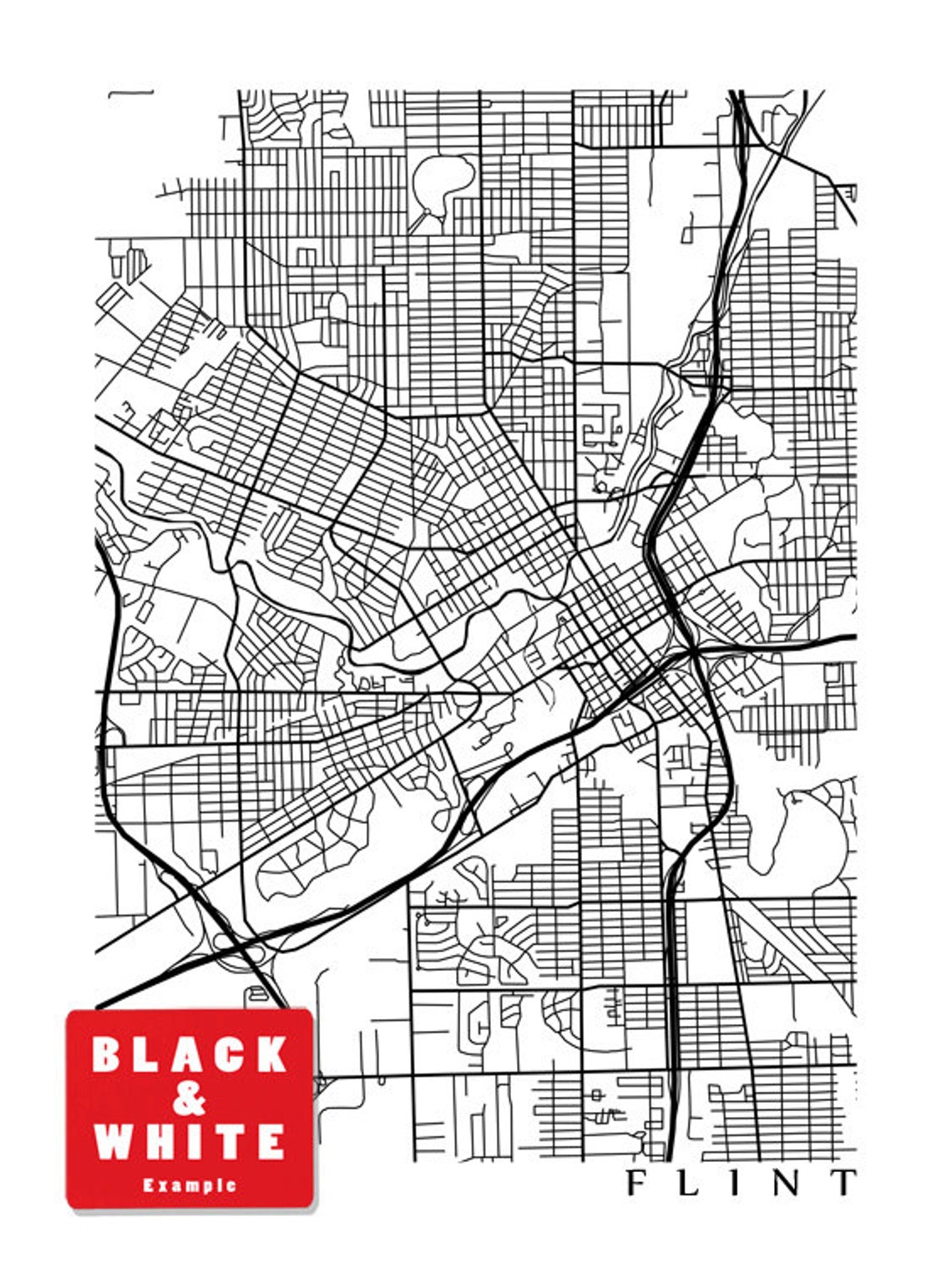 Flint City Map Michigan Poster - Etsy