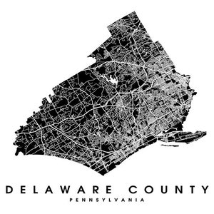 Delaware County, PA - City Limits Map Print - Etsy