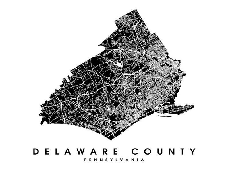 Delaware County PA City Limits Map Print | Etsy