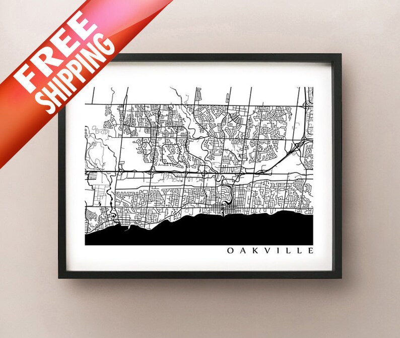 Oakville Map Black and White Wall Art | Etsy