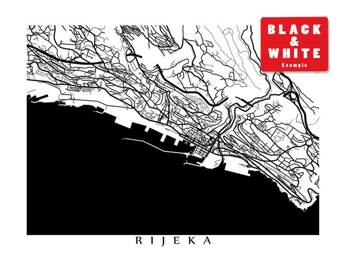 Rijeka, Croatia Map Print - Etsy