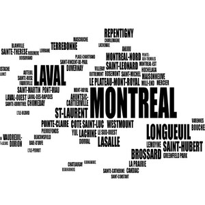 Montreal Typography Map, Quebec Text Art Print - Etsy
