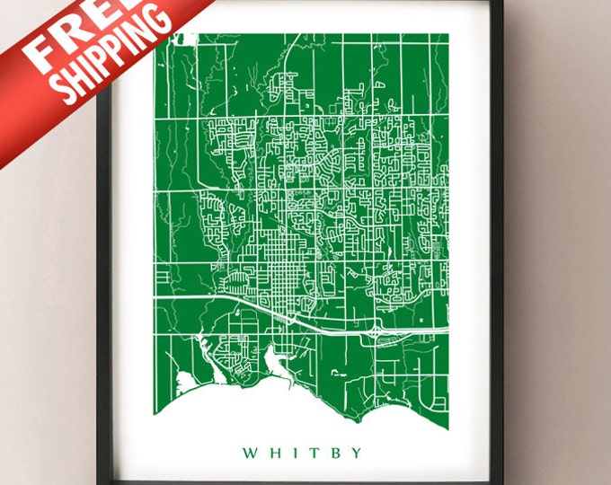 Whitby Vintage Map Poster Wall Art | City Artwork Print | Antique ...