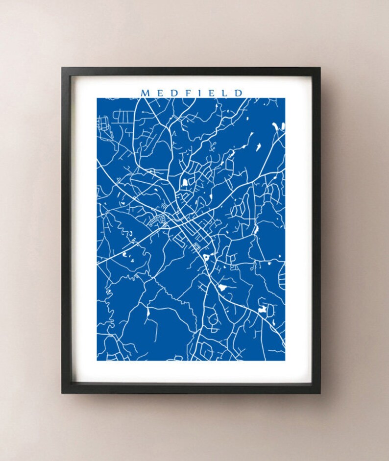 Medfield MA Map Print Massachusetts Poster | Etsy