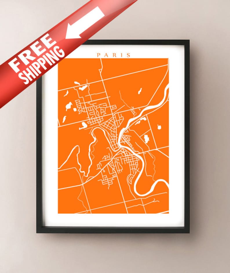 Paris Ontario Map Print Brant Map Art - Etsy